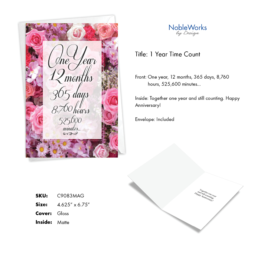 1 Year Time Count: Creative Milestone Anniversary Printed Card