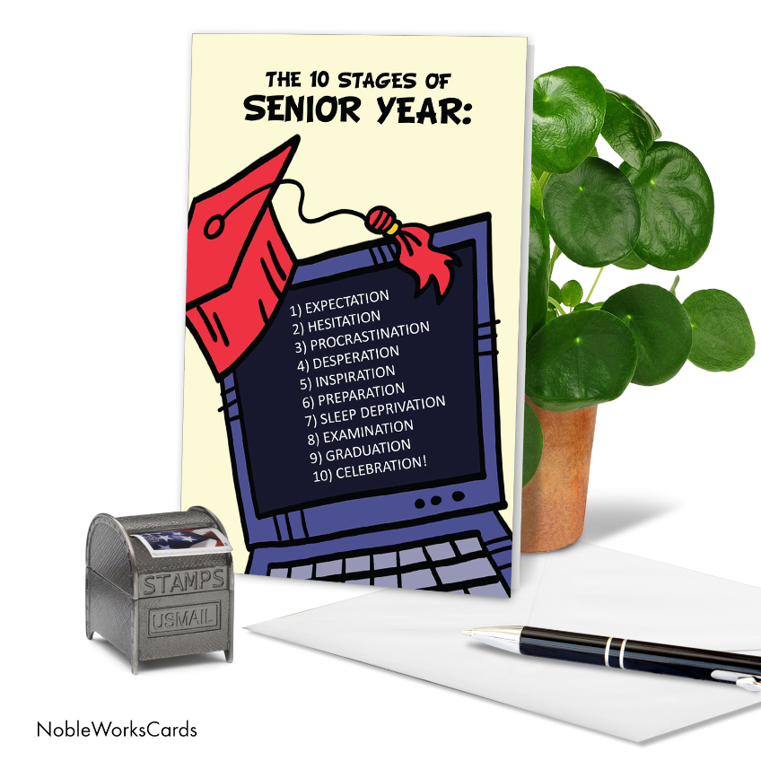 10 Stages of Senior Year: Funny Graduation Card