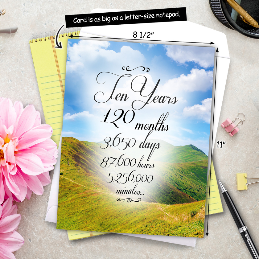 10 Year Time Count: Funny Recovery Over-sized Paper Greeting Card