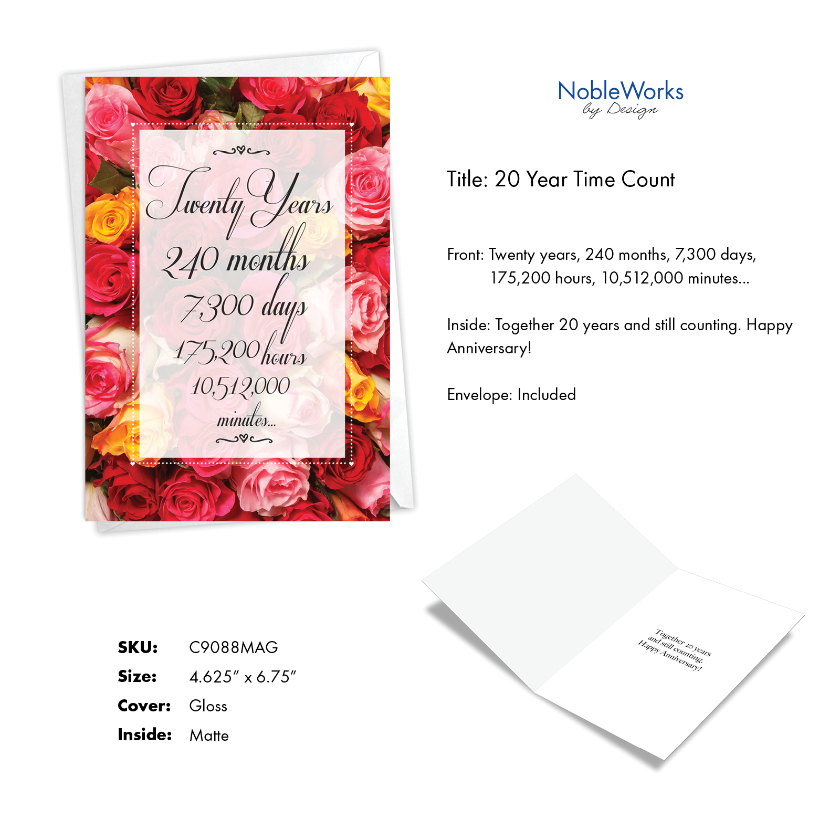 20 Year Time Count: Creative Milestone Anniversary Greeting Card