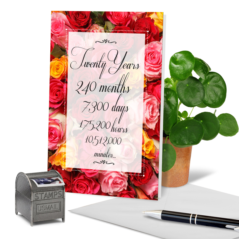 20 Year Time Count: Creative Milestone Anniversary Greeting Card