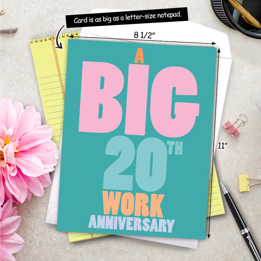 20 Years At Work: Milestone Anniversary Large Card