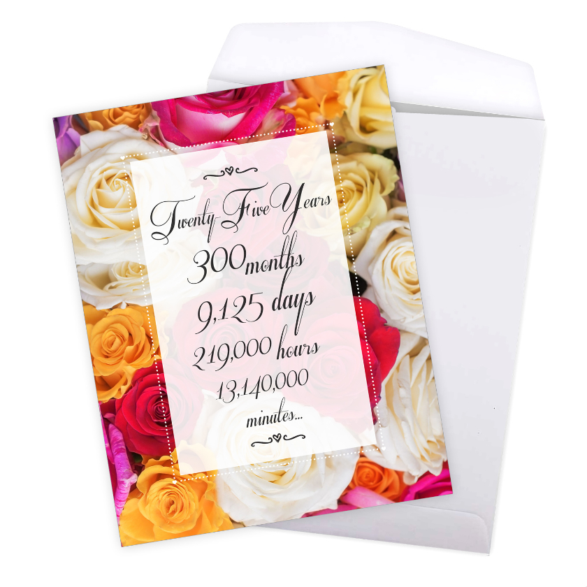 25 Year Time Count: Milestone Anniversary Large Paper Card