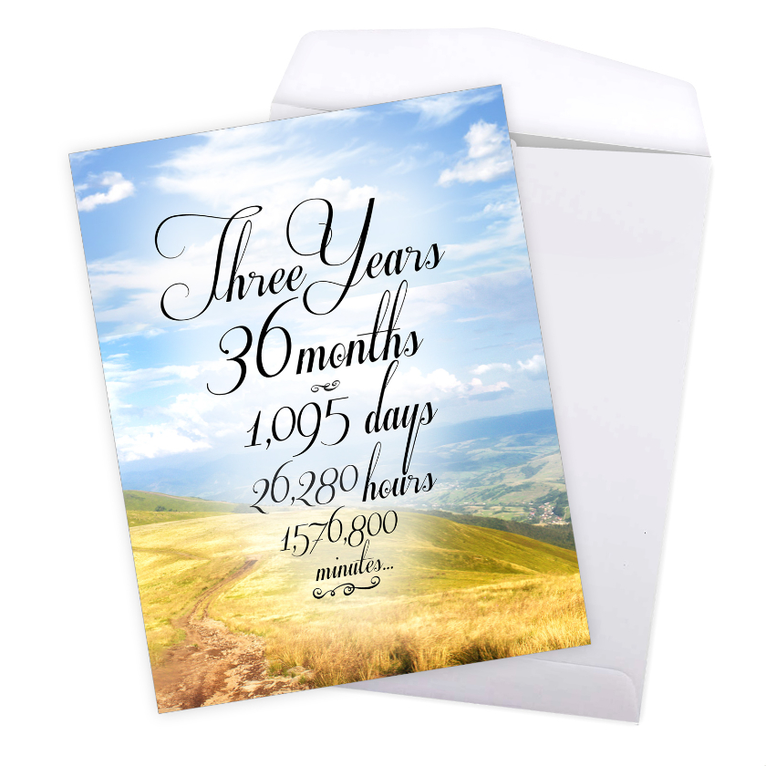 3 Year Time Count: Stylish Recovery Big Card