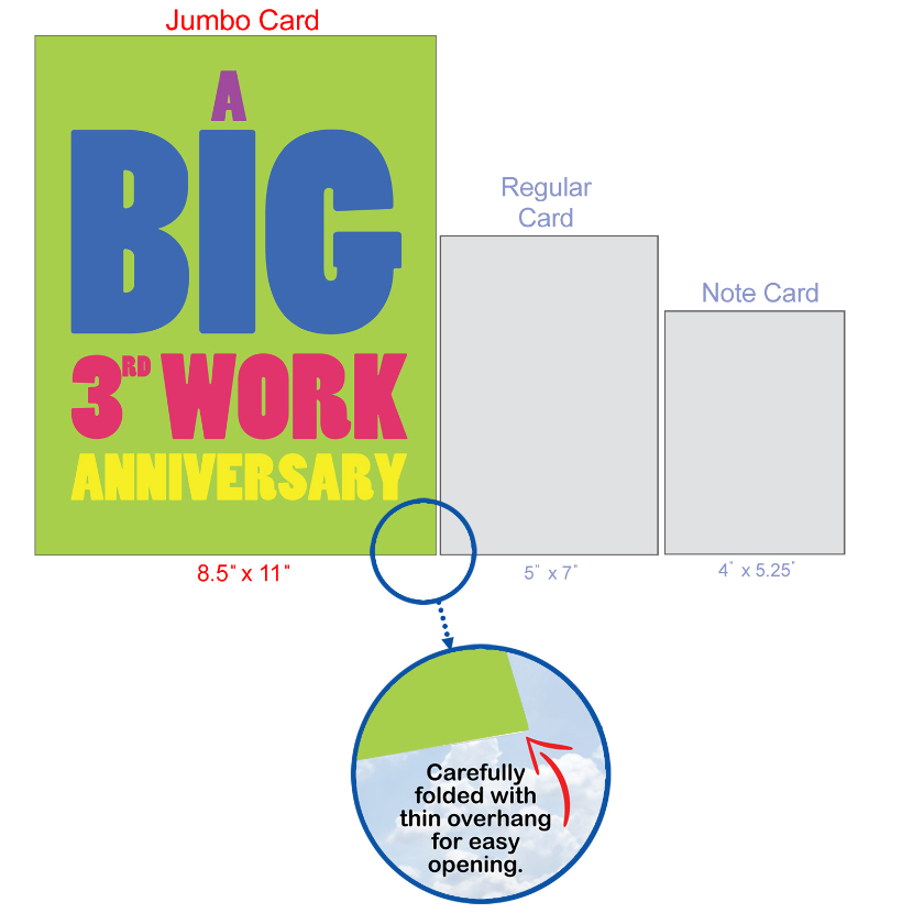 3 Years At Work: Milestone Anniversary Large Paper Card