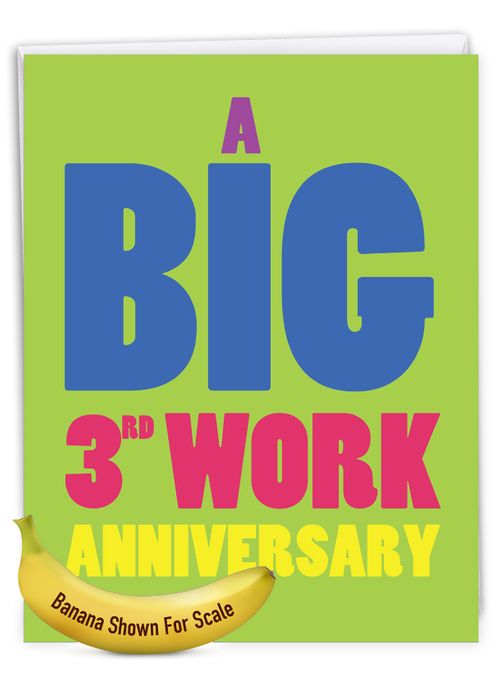 3 Years At Work: Milestone Anniversary Large Paper Card