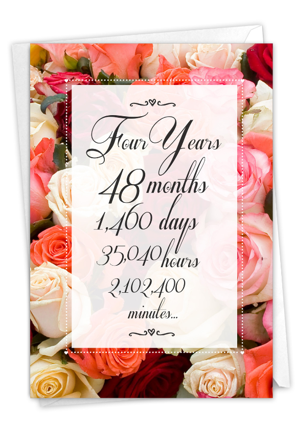 4 Year Time Count: Funny Milestone Anniversary Paper Card