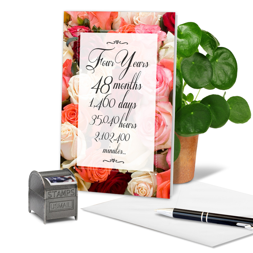 4 Year Time Count: Funny Milestone Anniversary Paper Card