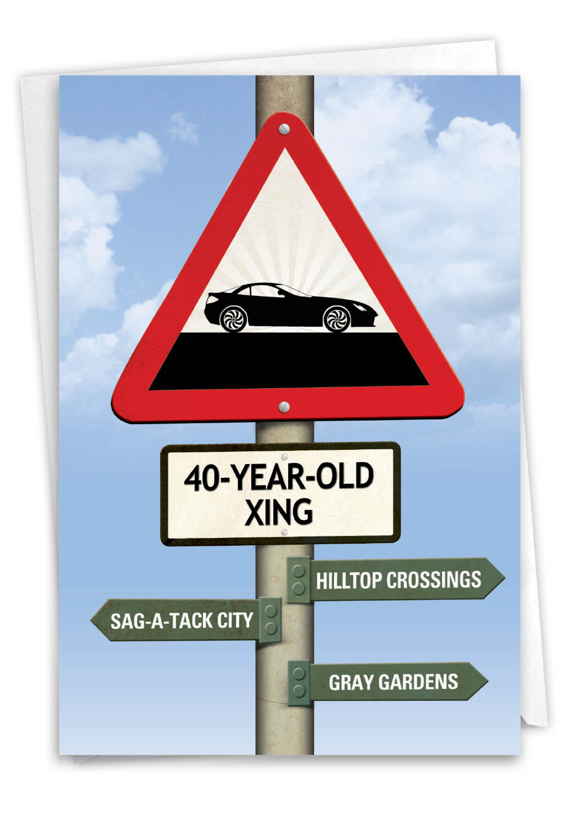 40 Year Old Crossing: Funny Blank Card