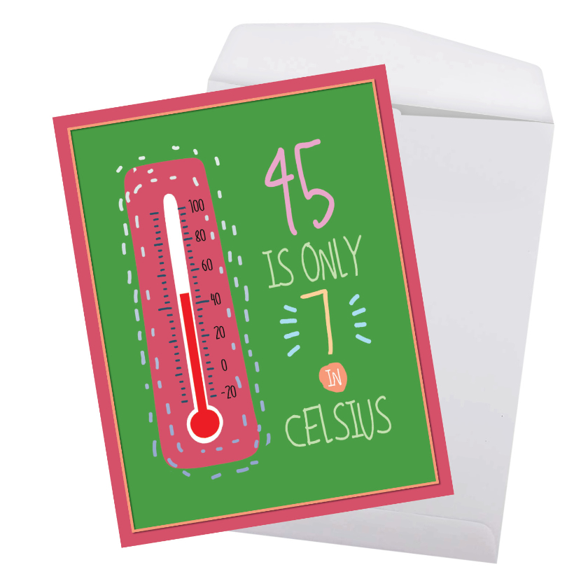 45 In Celsius: Funny Milestone Birthday Over-sized Paper Greeting Card