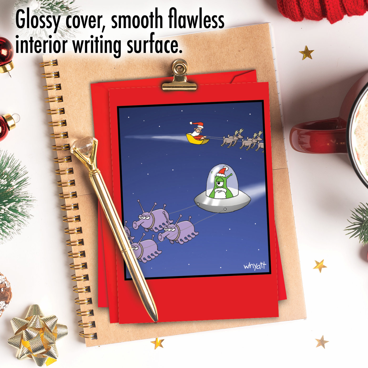 Alien Santa: Funny Christmas Greeting Card - Reindeer