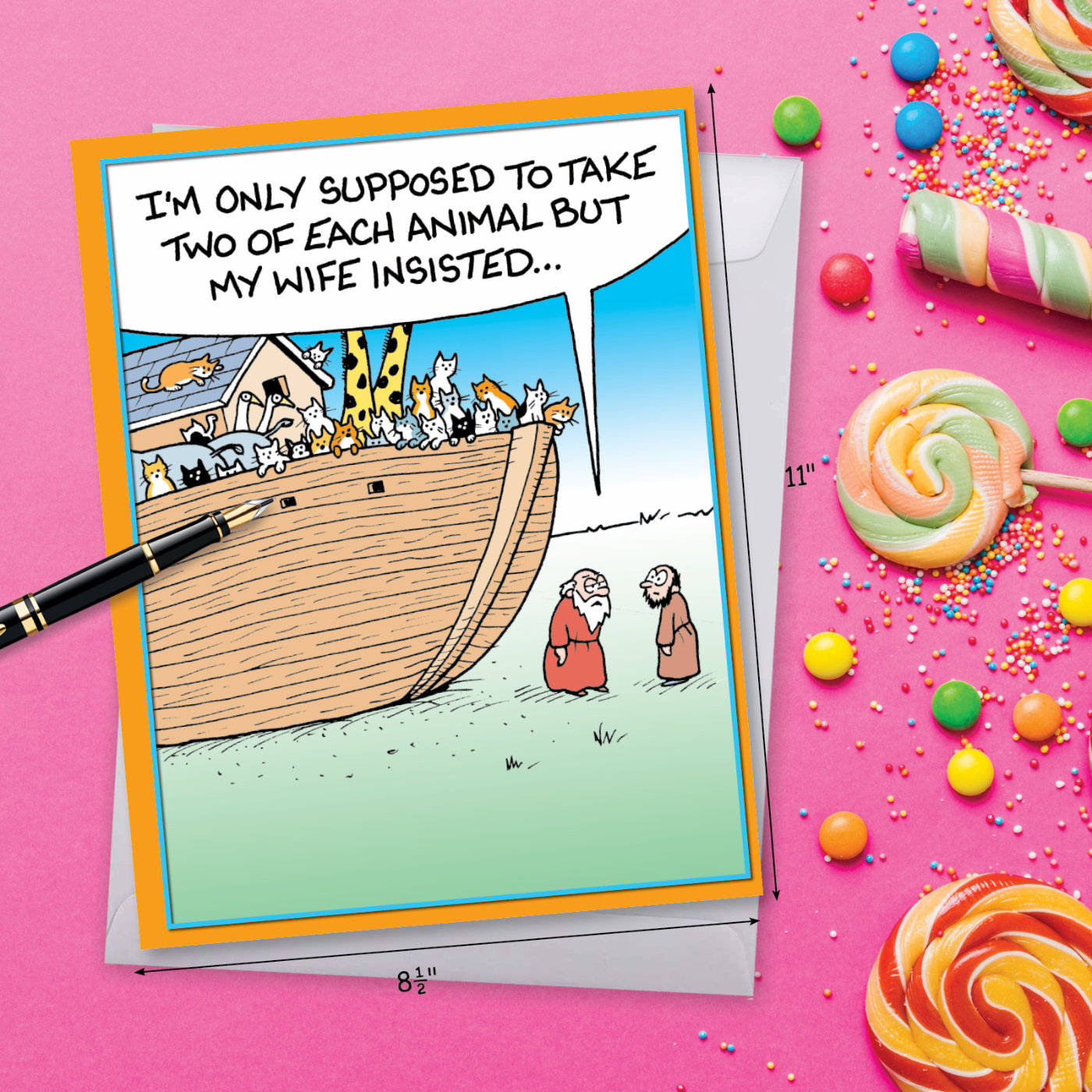 Ark of Cats: Funny Birthday Jumbo Greeting Card - Animals