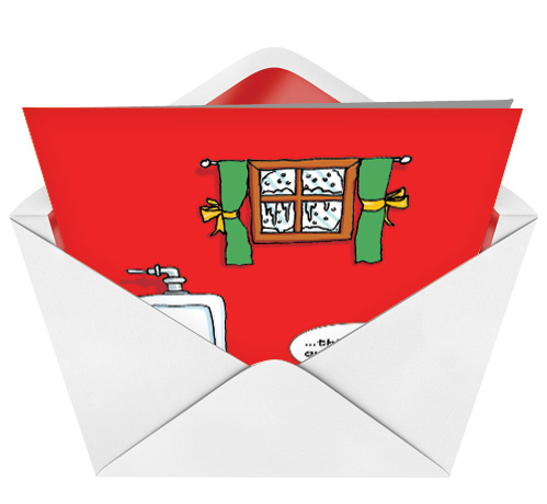 Big Raise Urinal Christmas Greeting Card