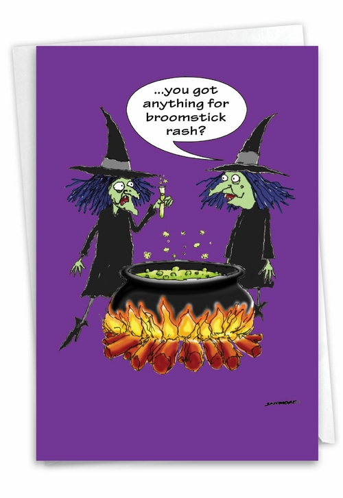 Broomstick Rash Halloween Joke Paper Card By Skidmore