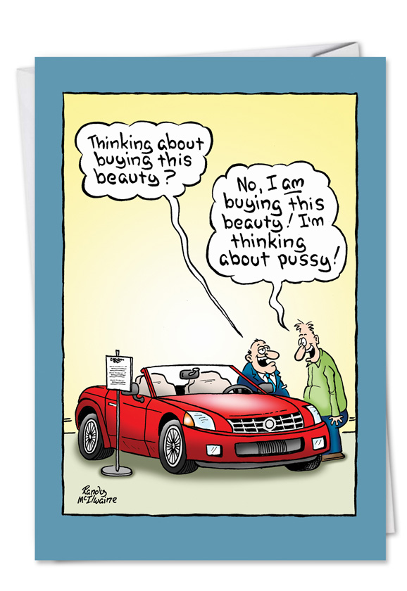Cadillac Naughty Funny Birthday Card