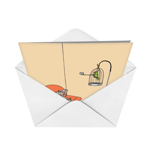 Cat, Bird, Mouse Selfies Cartoons Birthday Paper Card