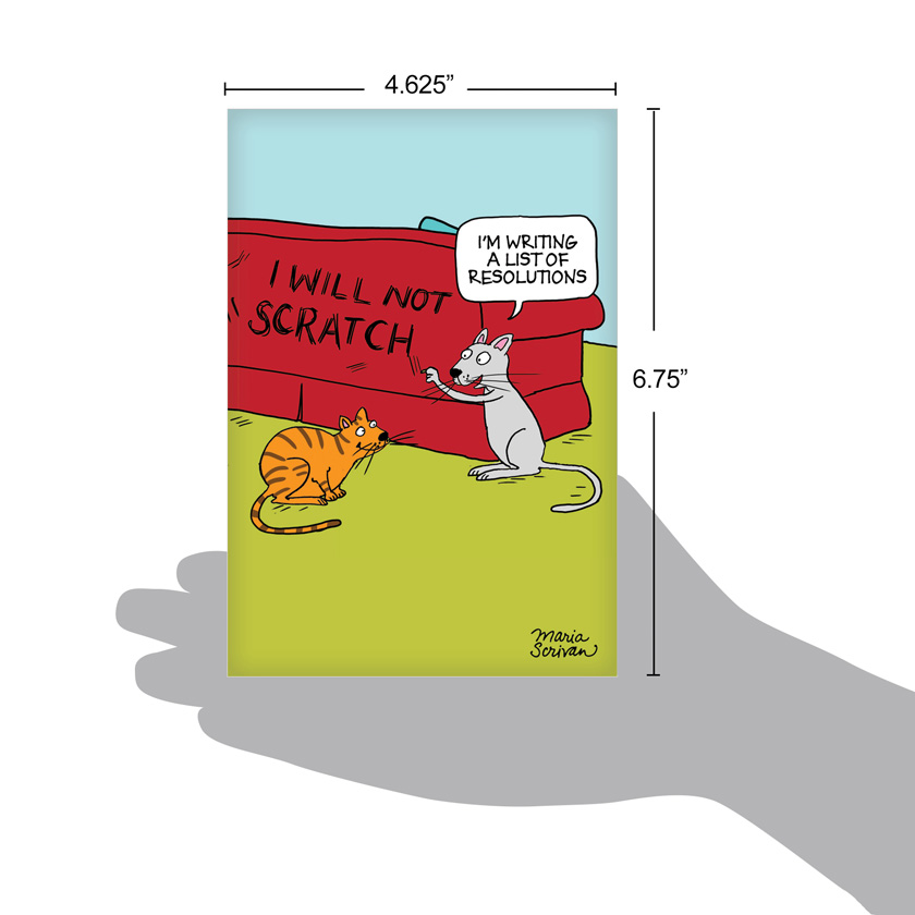 Cat Resoutions Cartoons New Year Card Maria Scrivan