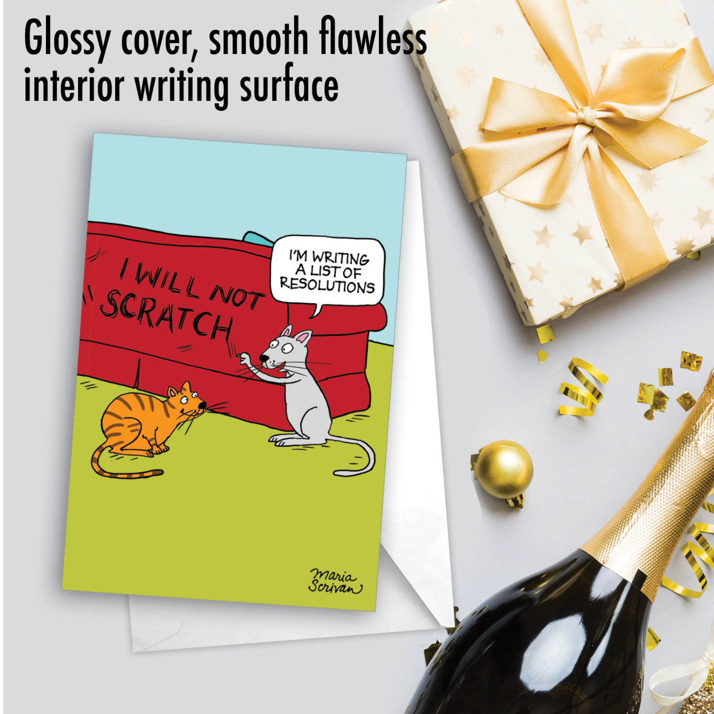 Cat Resolutions: Humor New Year Card