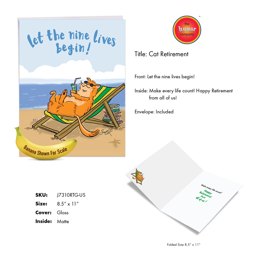 Cat Retirement: Hilarious Retirement Jumbo Printed Greeting Card