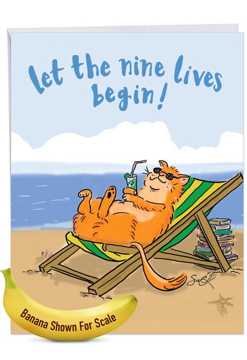 Cat Retirement: Hilarious Retirement Jumbo Printed Greeting Card
