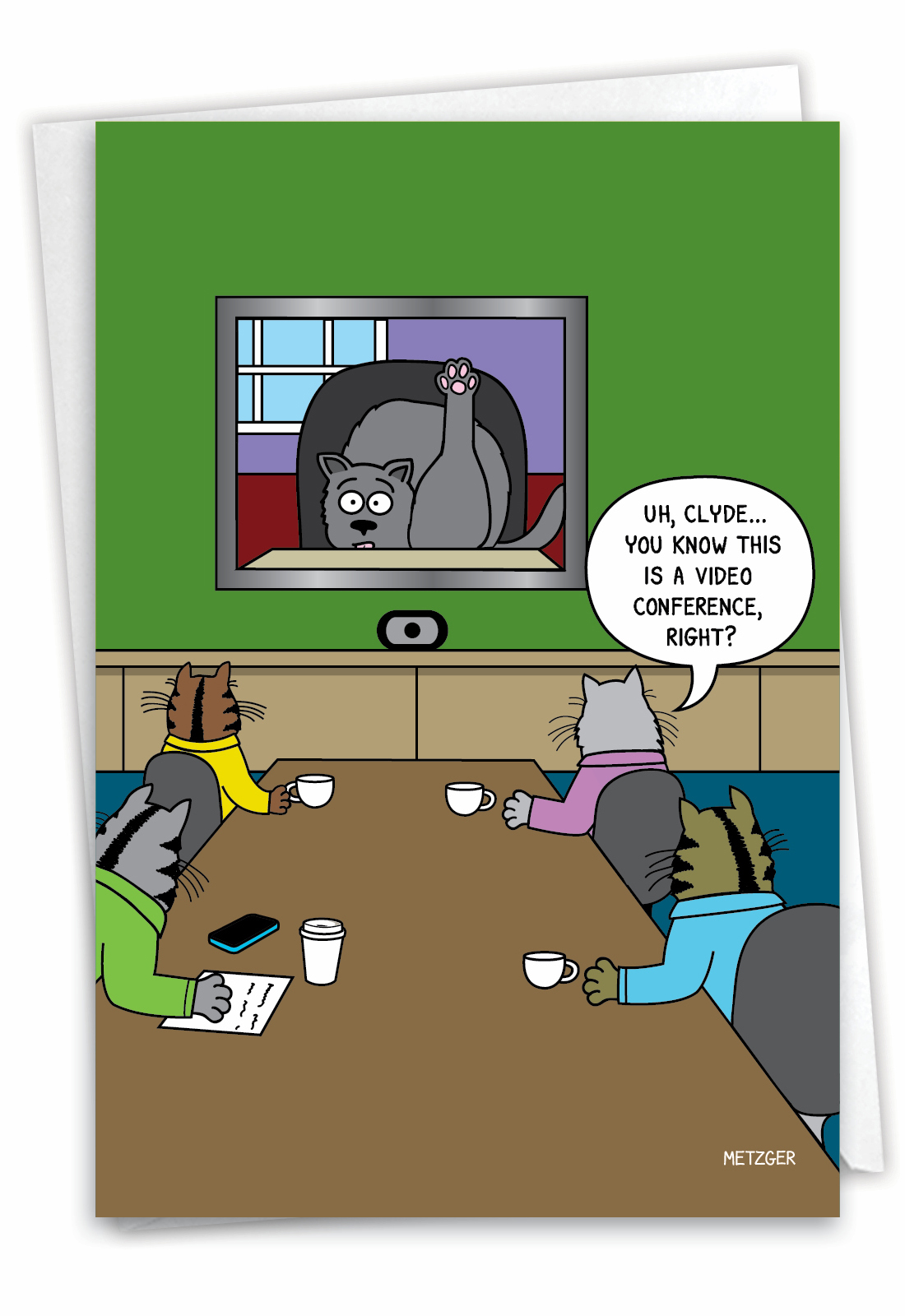 Cat Video Conference: Humor Birthday Card