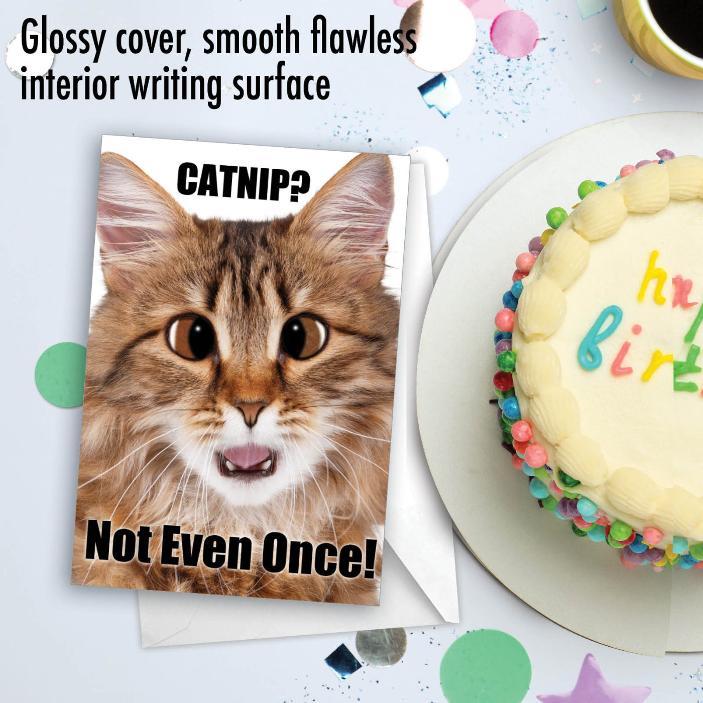 Catnip Not Even Once: Funny Birthday Card - Cat
