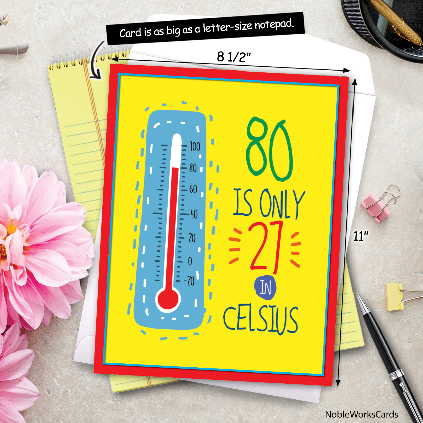 Celsius Milestones - 80: Hilarious Milestone Birthday Large Greeting Card