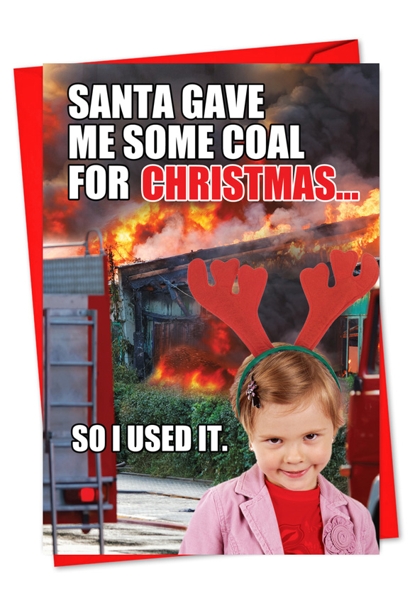 Santa Coal Naughty Christmas Card