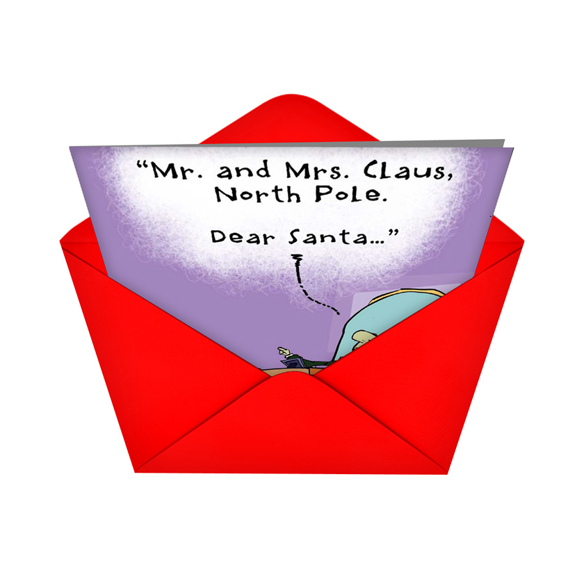 Grown Up Xmas Santa Letter Card