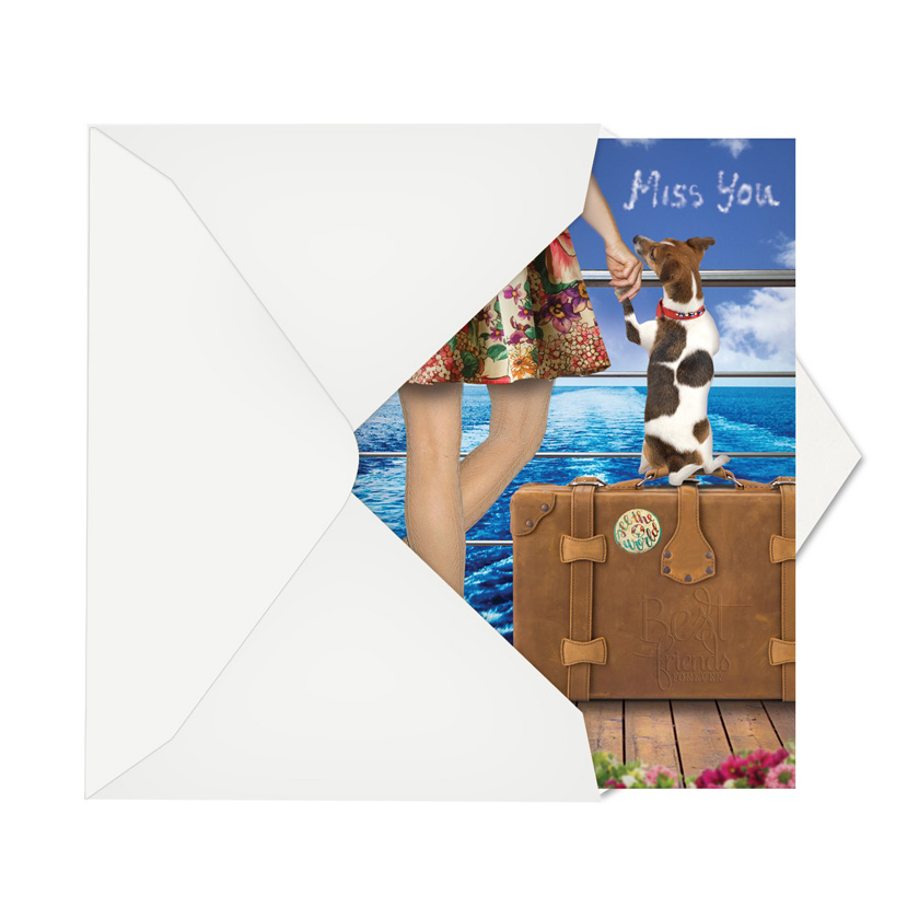 Dog and Friend: Creative Miss You Greeting Card