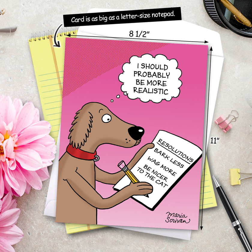 Dog Resolutions Cartoons New Year Greeting Card Maria Scrivan