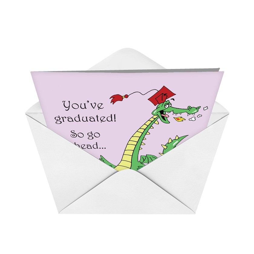 Dragon Graduate Cartoons Graduation Greeting Card D.T. Walsh