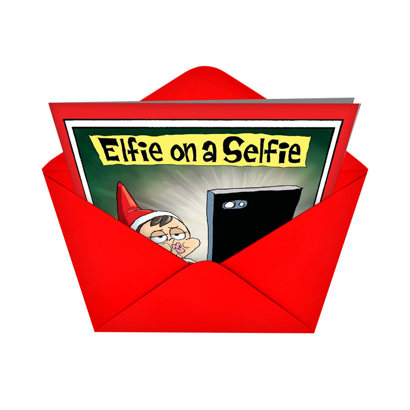 Elfie On A Selfie Christmas Greeting Card