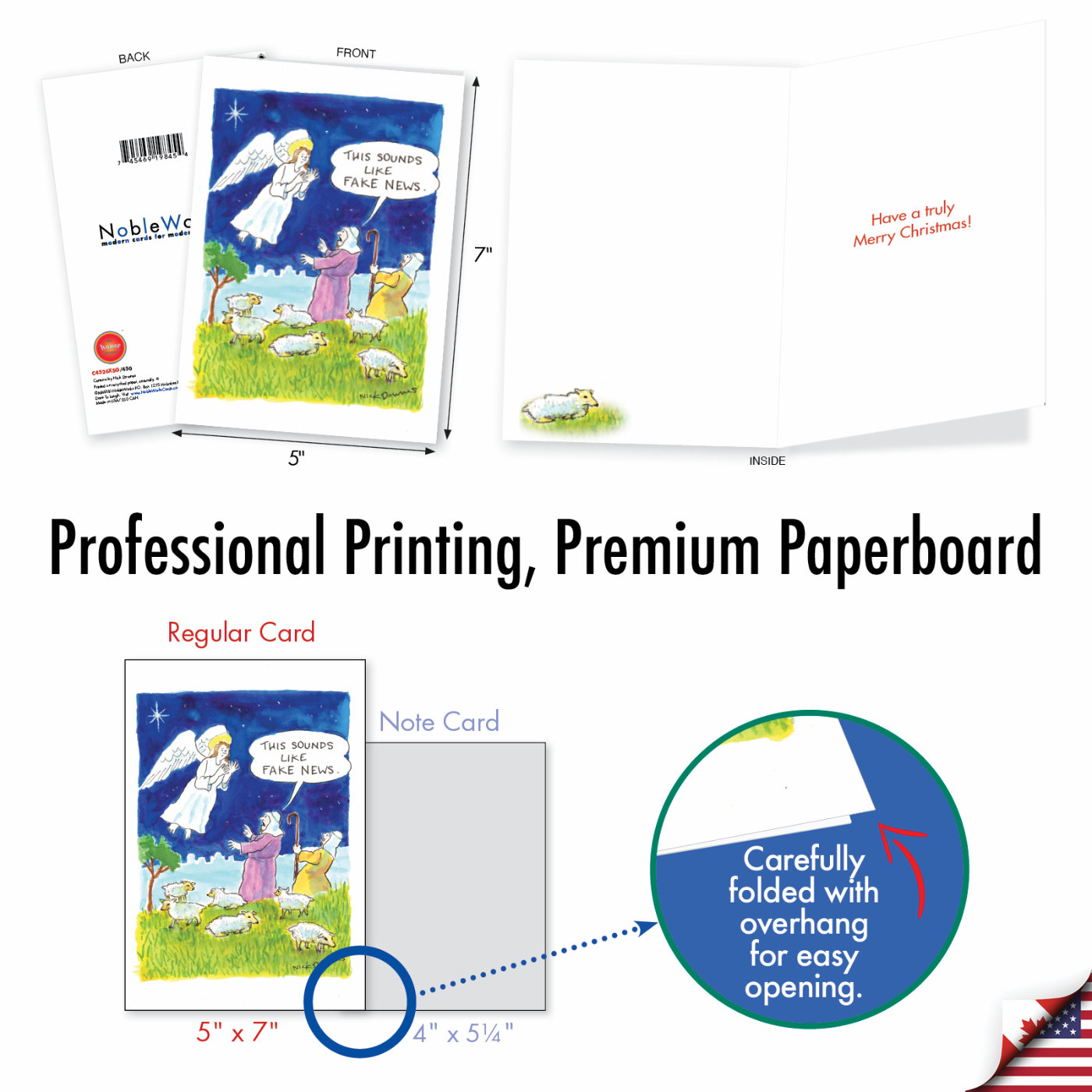 Fake News Angel: Funny Christmas Greeting Card - Sheeps
