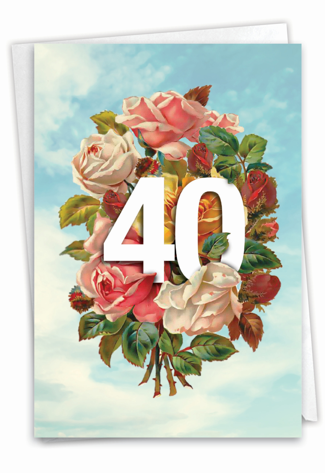 Floating Numbers - 40: Artful Milestone Birthday Greeting Card