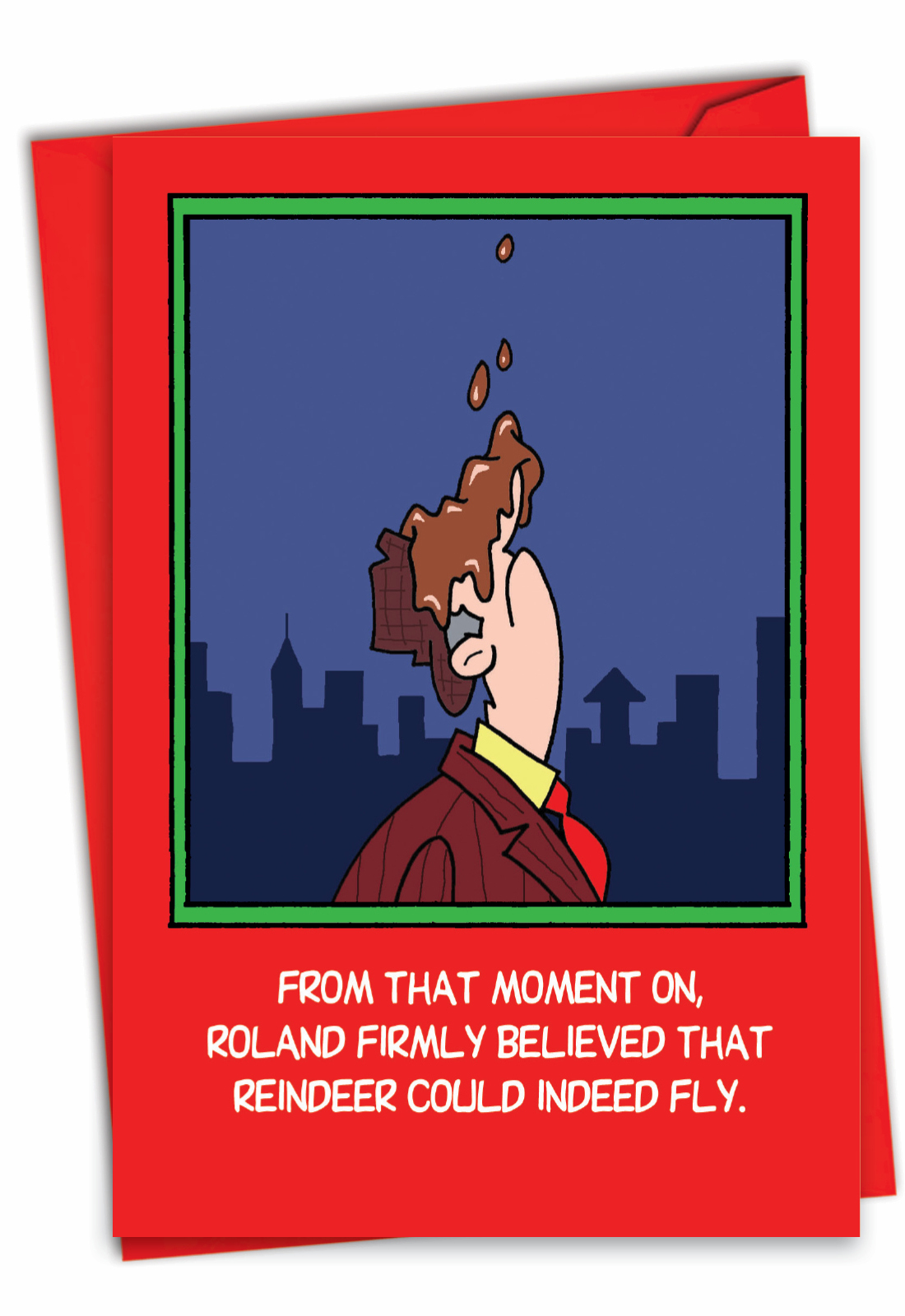 Flying Reindeer Crap: Funny Christmas Greeting Card
