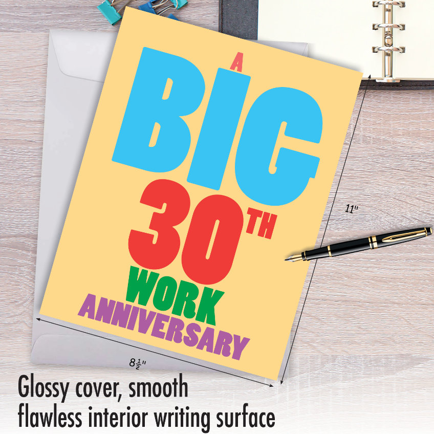 30 Years At Work: Funny Milestone Anniversary Over-sized Paper Greeting ...