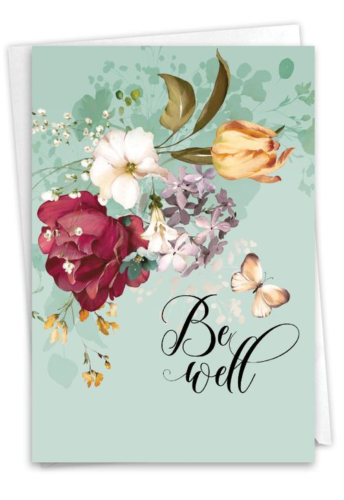Be Well Soon - Green: Beautiful Get Well Blank Paper Greeting Card