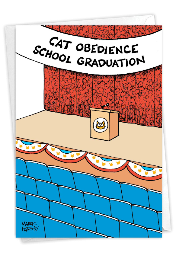 Cat Obedience School: Funny Graduation Paper Card