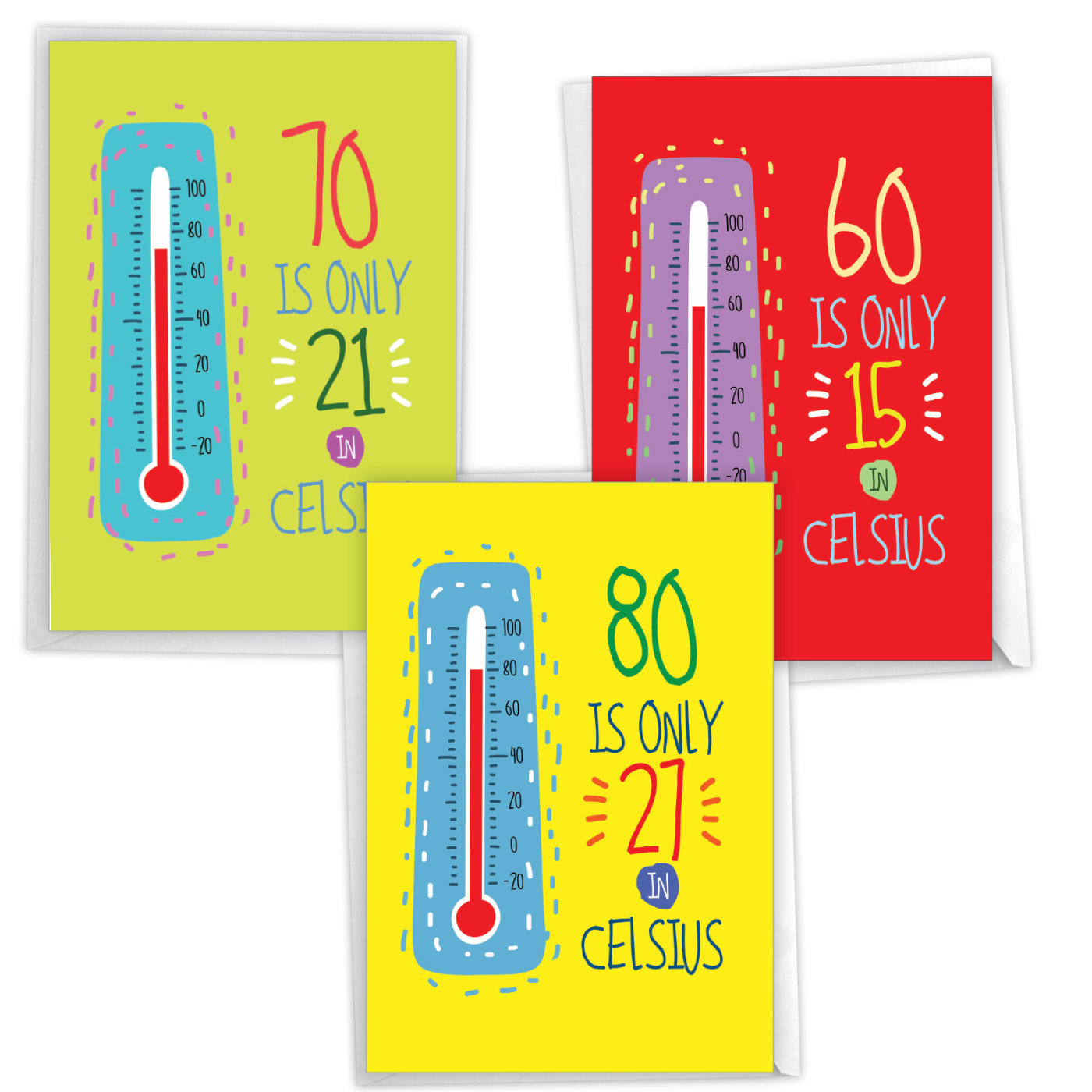 Celsius Major Milestones: Funny Milestone Birthday Variety Pack of 3 Cards