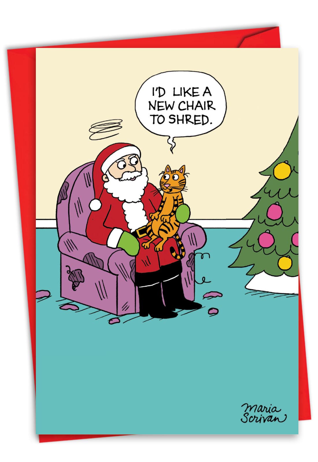 Chair Shred: Funny Merry Christmas Paper Greeting Card