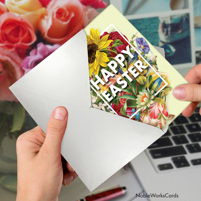 Flowers for Eastertime: Artistic Easter Paper Card