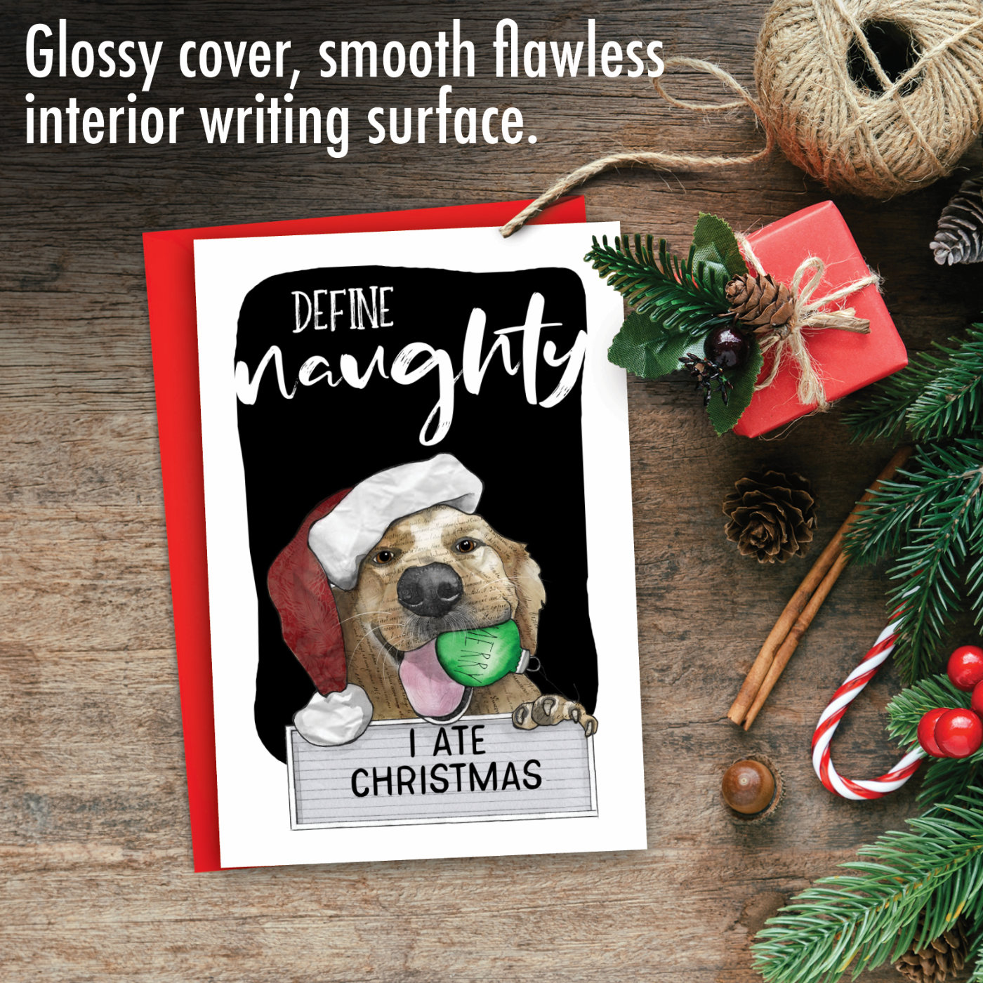Holiday Dog Antics - Define Naughty: Beautiful Merry Christmas Card