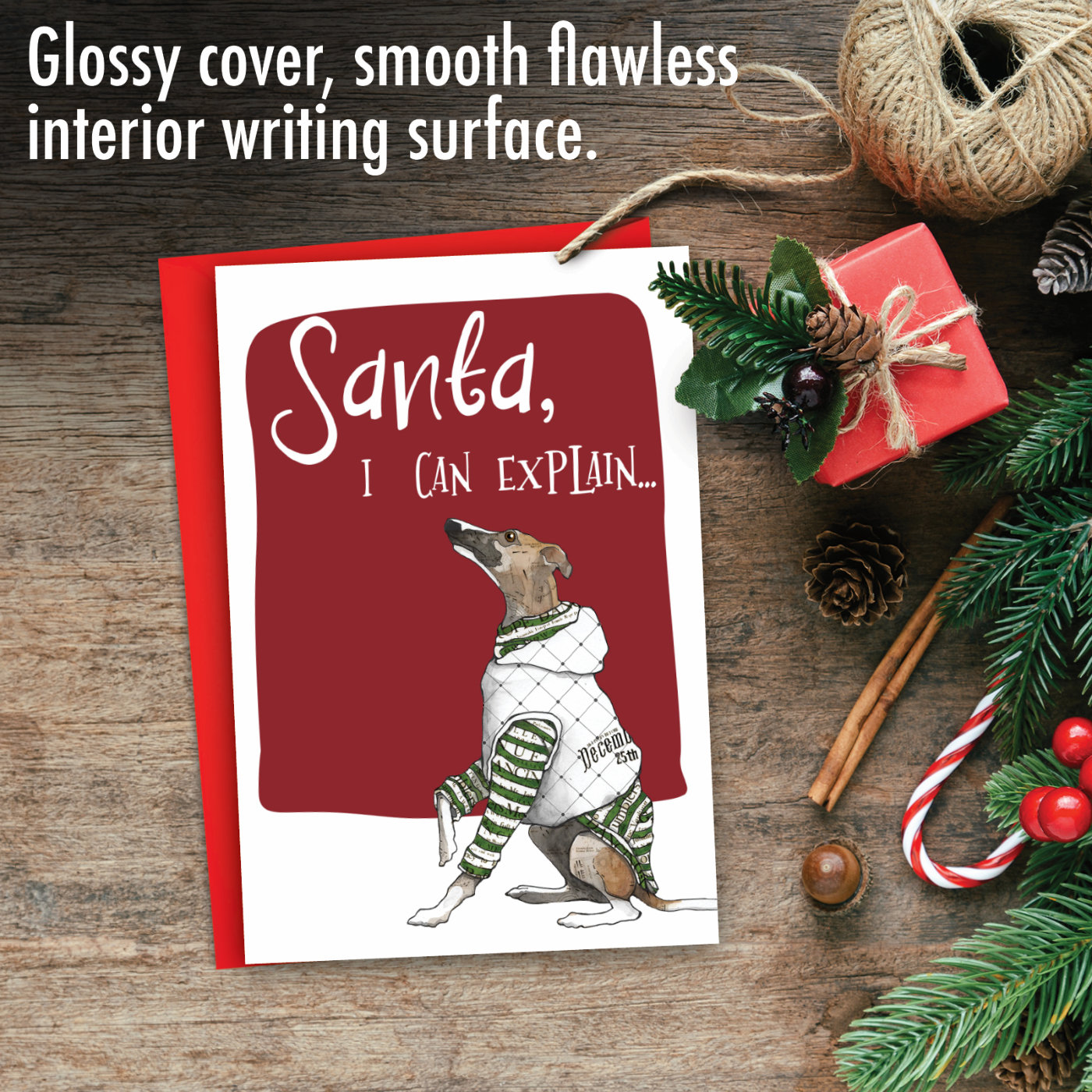 Holiday Dog Antics - I Can Explain: Artful Merry Christmas Card