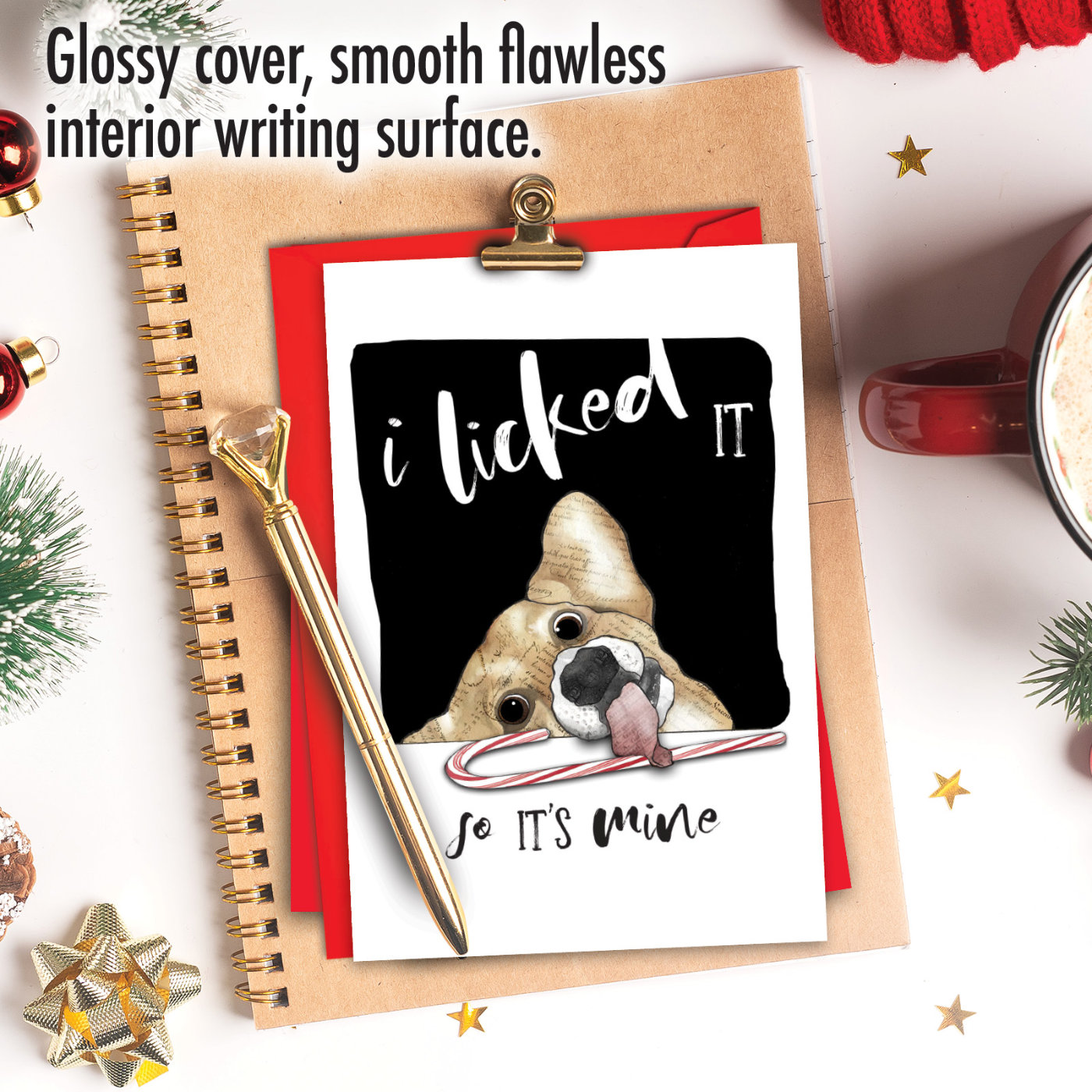 Holiday Dog Antics - Licked It: Artful Christmas Thank You Card