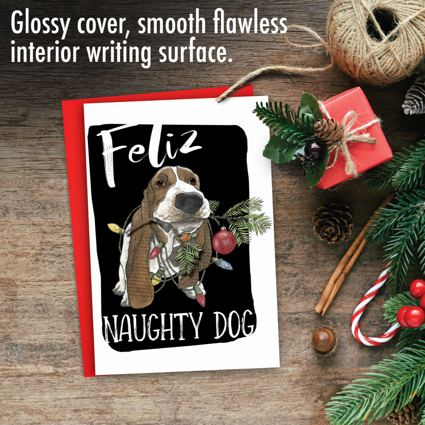 Holiday Dog Antics - Naughty Dog: Artistic Merry Christmas Greeting Card