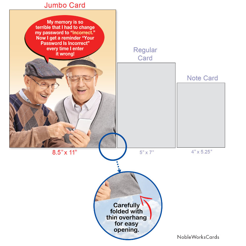 Incorrect Password - Men: Funny Birthday Extra Large Paper Card