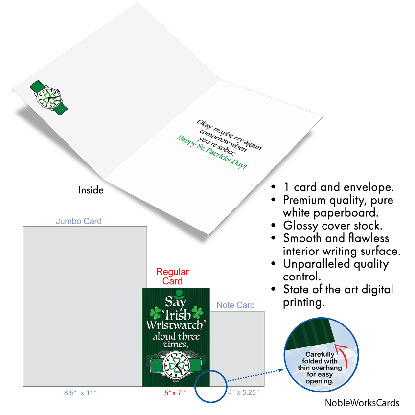 Irish Wristwatch: Funny St. Patrick's Day Paper Greeting Card