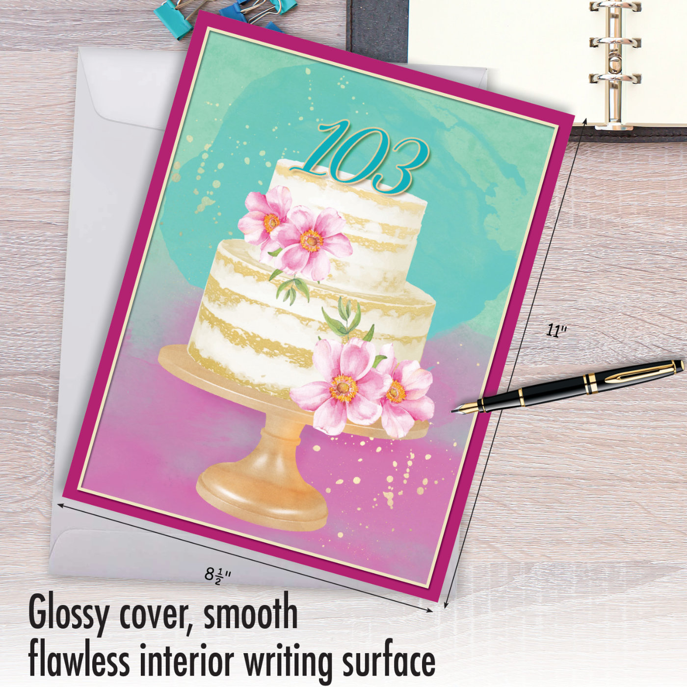 Number Cake 103: Stylish Milestone Birthday Extra Large Paper Card
