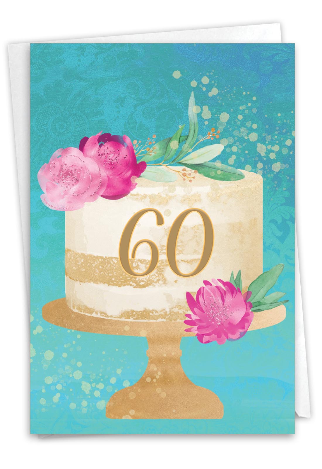 Number Cake 60: Beautiful Milestone Birthday Paper Greeting Card